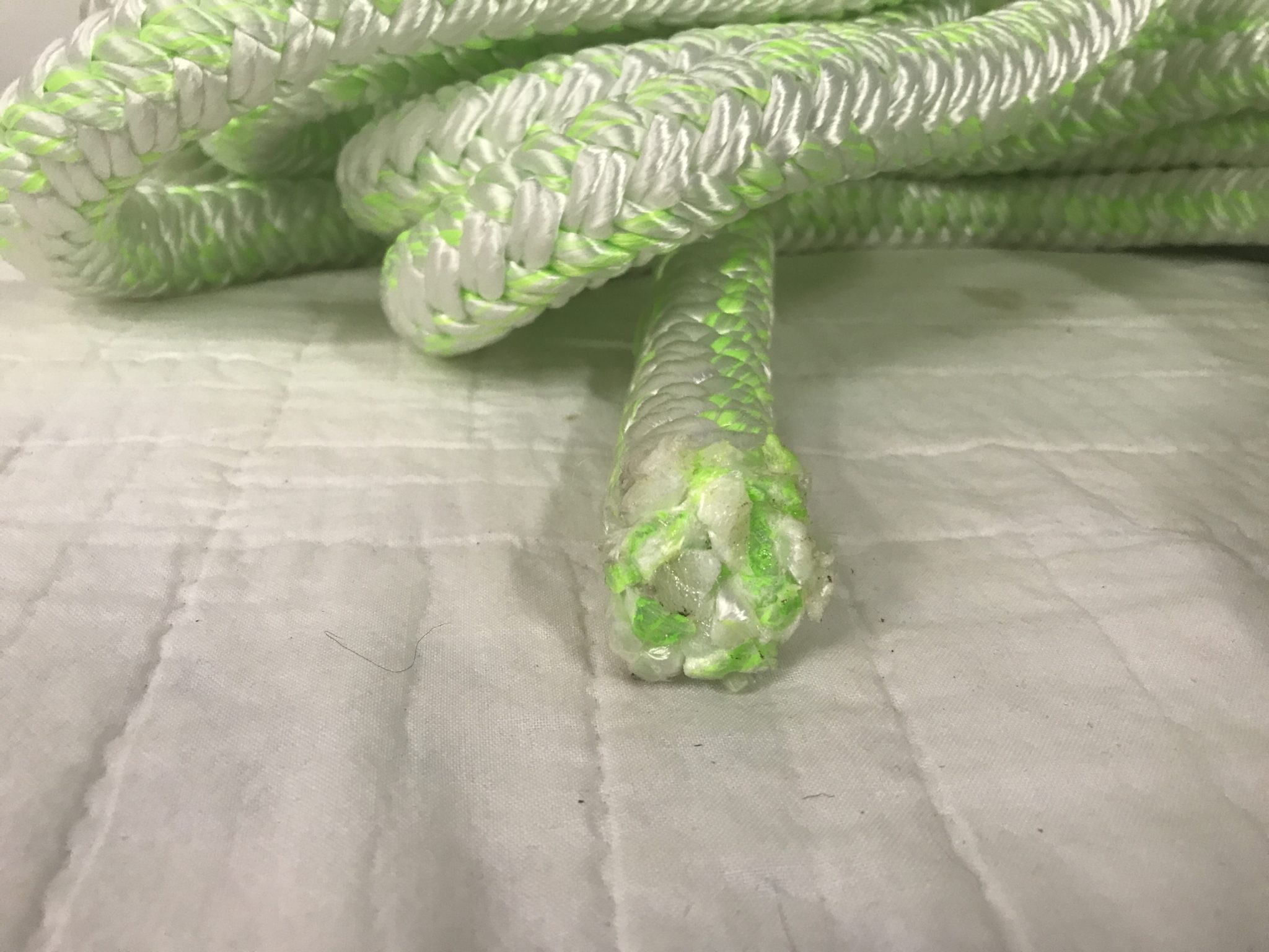 1" White/Green 12 carrier/24-strand Polyester Arborist Bull Rope - Blue ...
