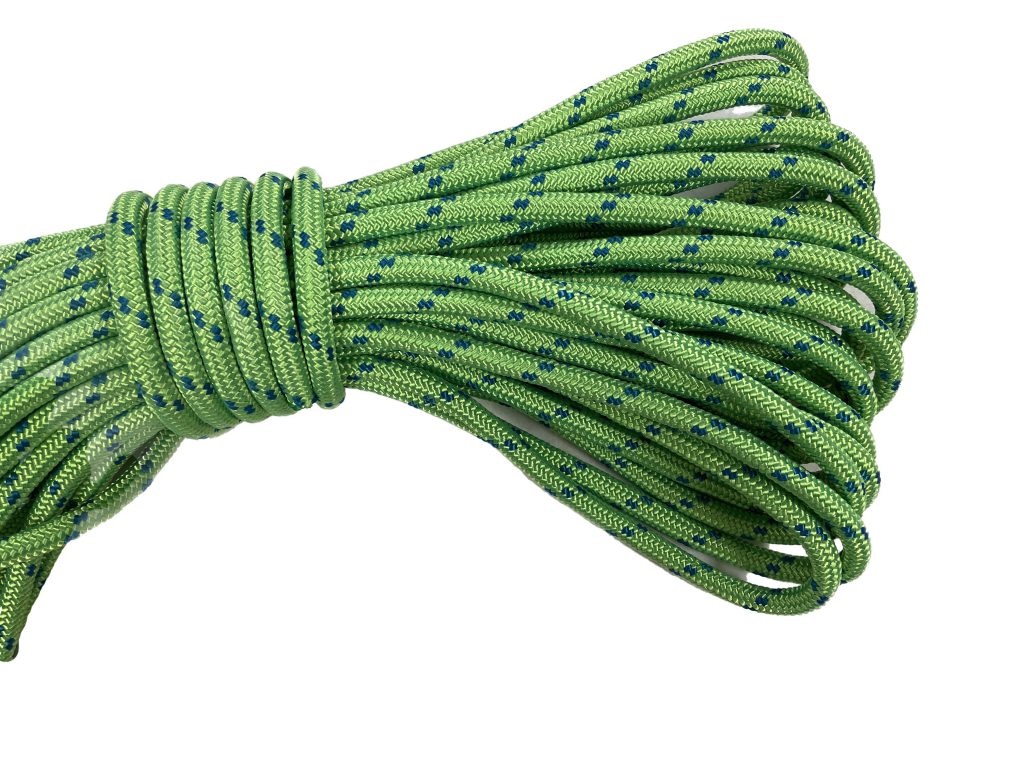 9/16" Double Braid Polyester Arborist Rope, Lime Green with Blue ...